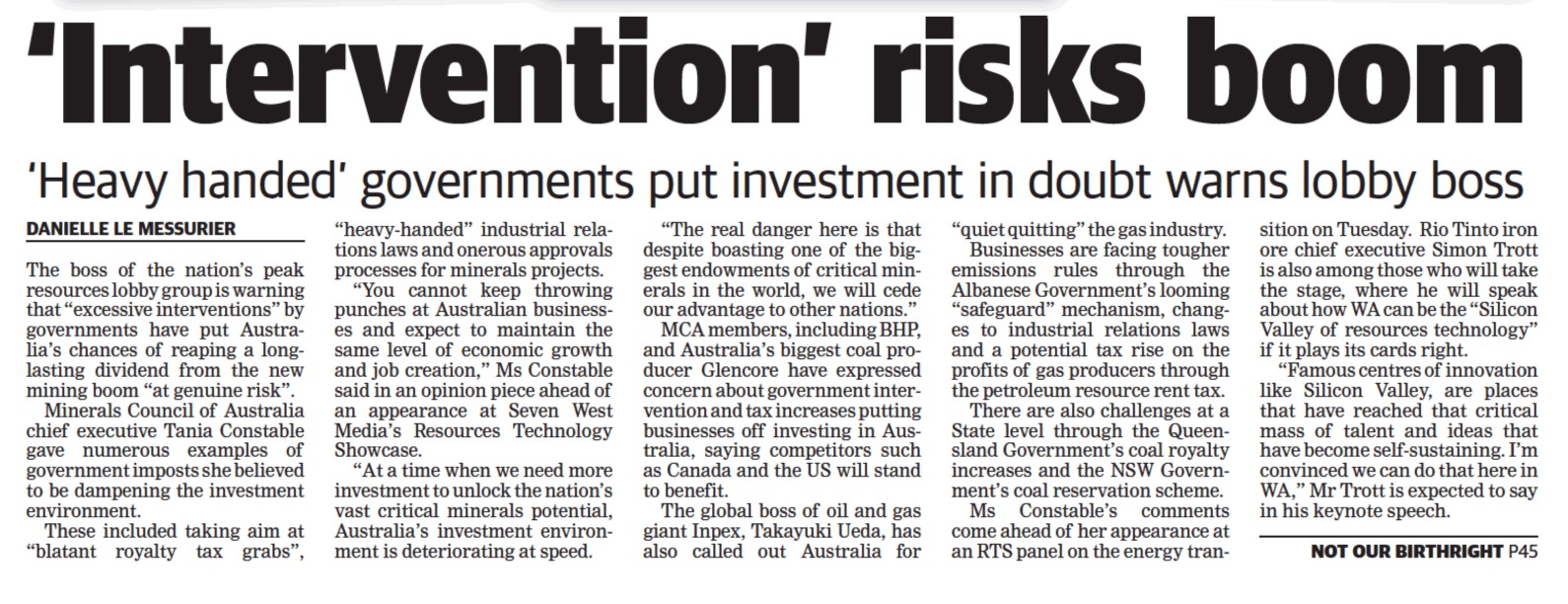 'Intervention’ risks boom - Andev Project